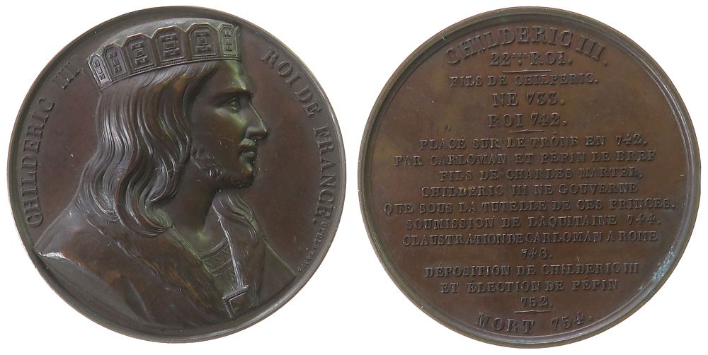 Frankreich Suitenmedaille 1839 Bronze Childerich III. (Childeric III ...